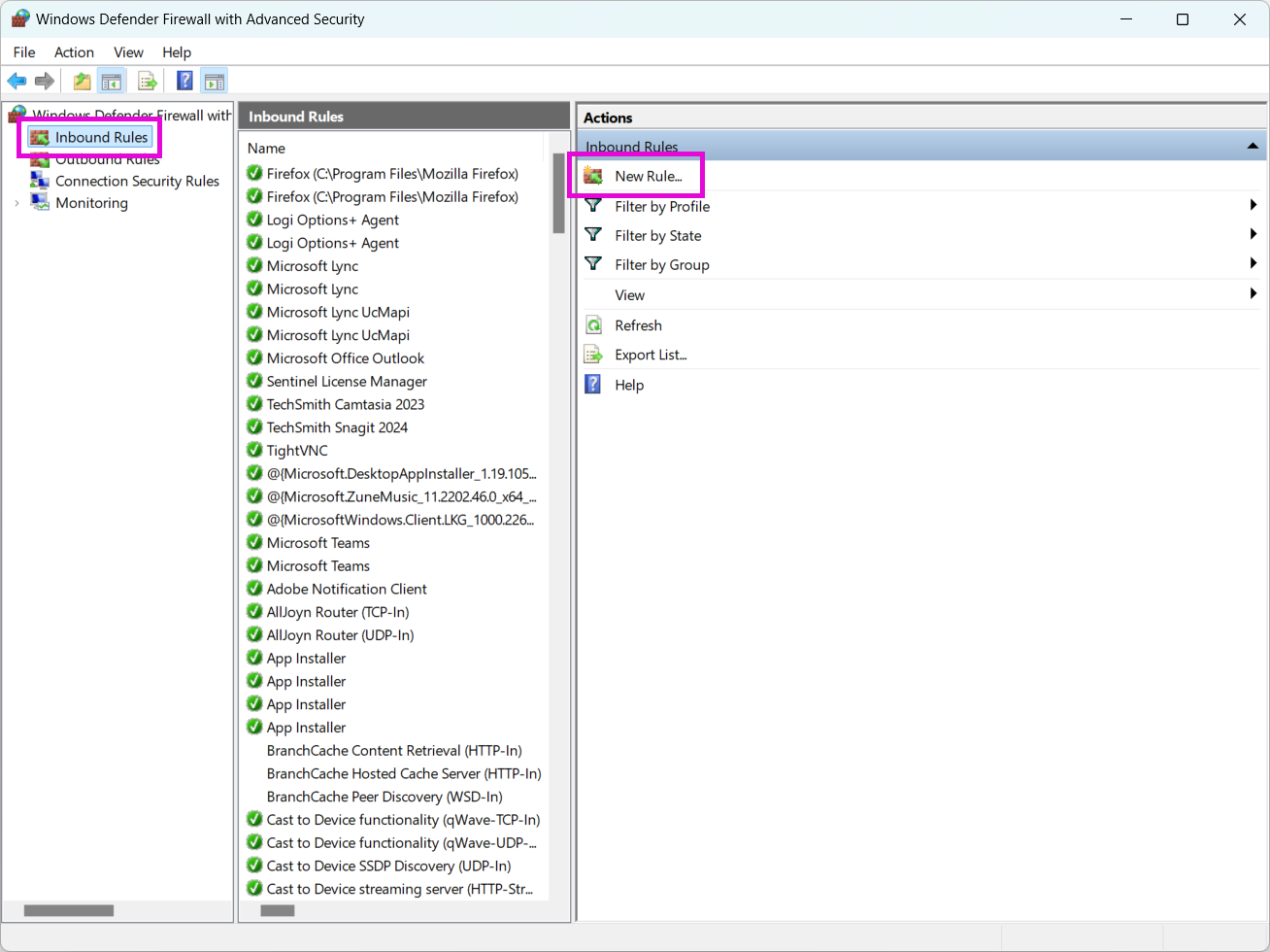 OLI Network License Server - Opening a Port in Windows Defender ...