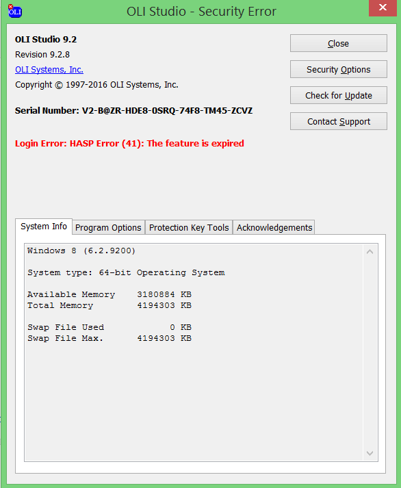 Common Hardlock & HASP Error Messages – OLI Systems, Inc.